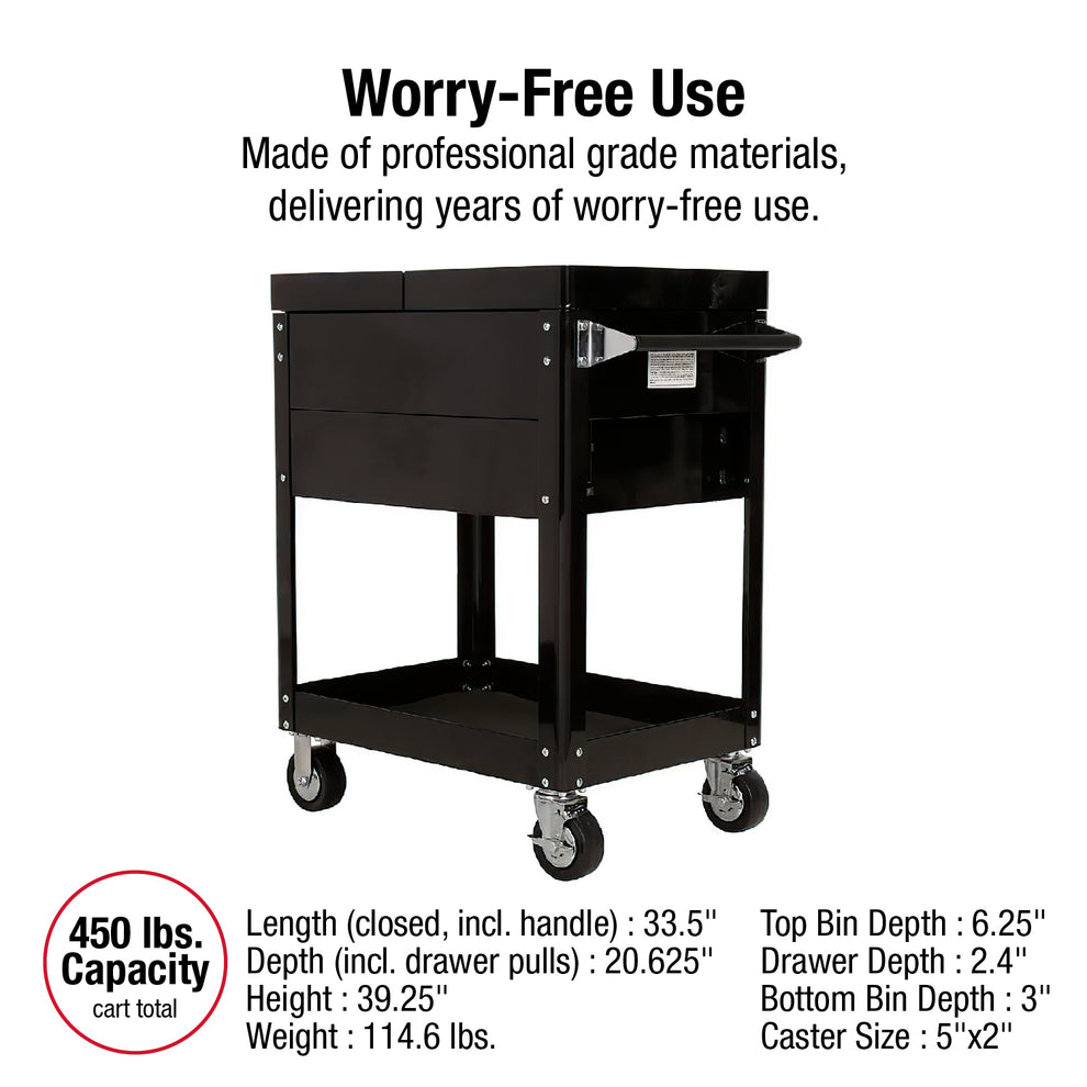 Compact Slide Top Utility Cart - Black – SUNEX Tools