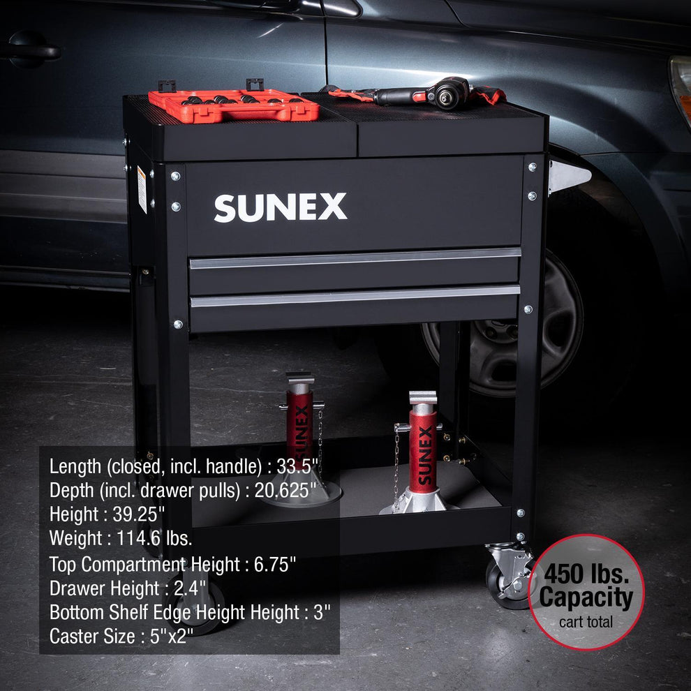 Compact Slide Top Utility Cart - Black – SUNEX Tools