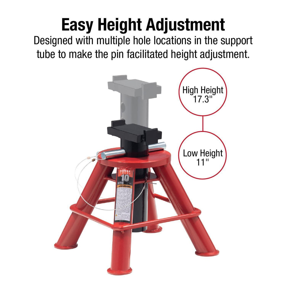10 Ton Low Height Pin Type Jack Stands (Pair) – SUNEX Tools