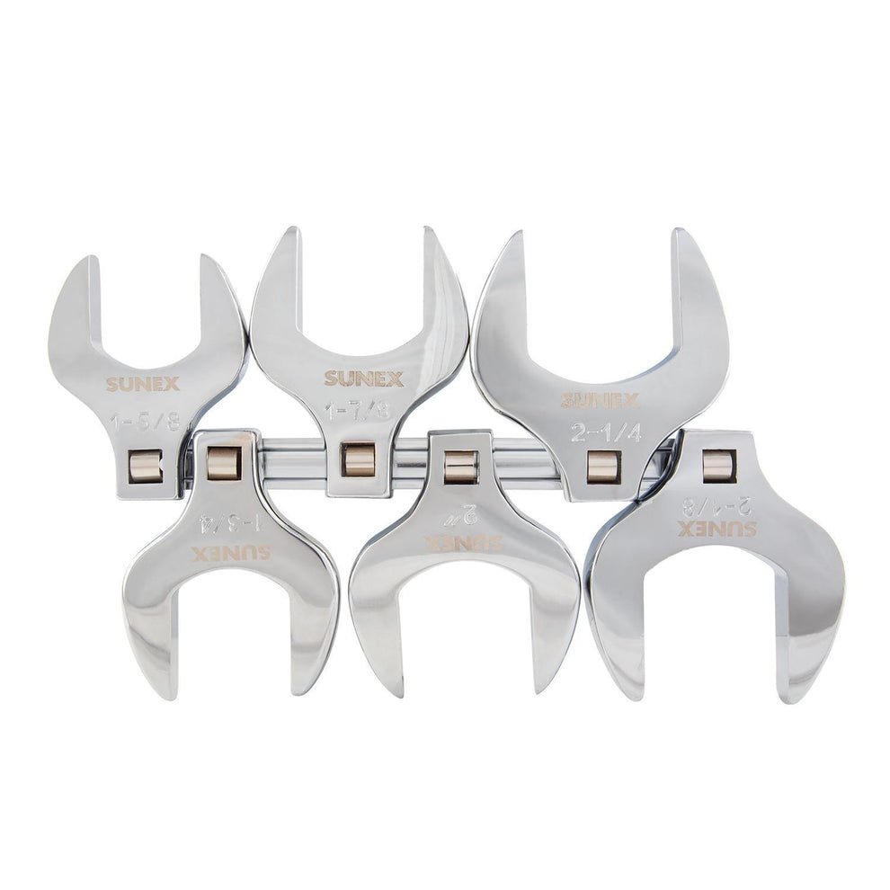 6 Pc. 1/2" Drive Full Polish SAE Jumbo Crowfoot Wrench Set – SUNEX Tools