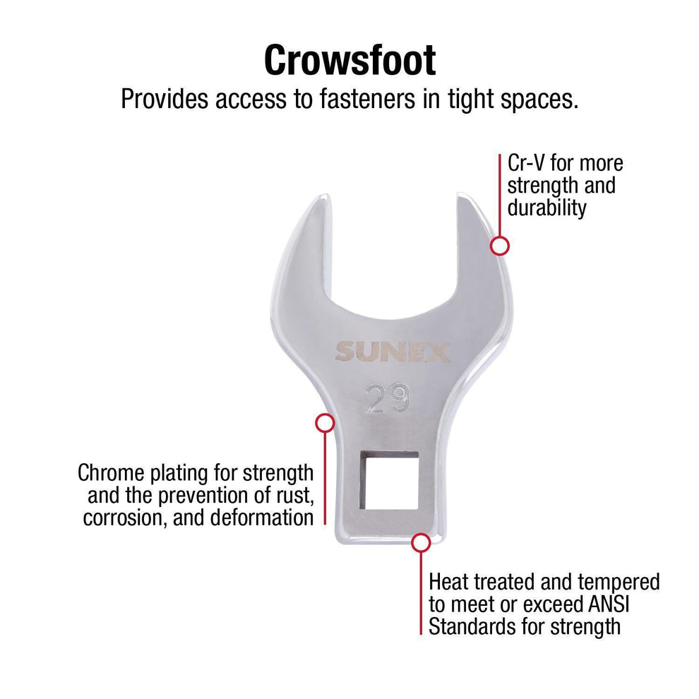 8 Pc. 1/2" Drive Jumbo Metric Crowfoot Wrench Set – SUNEX Tools
