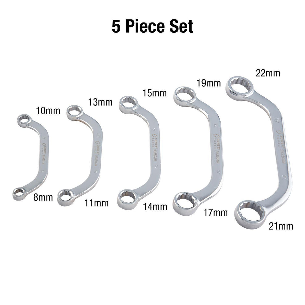 5Pc Metric Full Polish Half Moon Box Wrench Set – SUNEX Tools