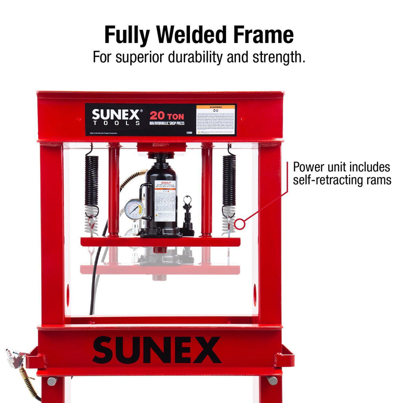 20 Ton Air/Hydraulic Shop Press – SUNEX Tools
