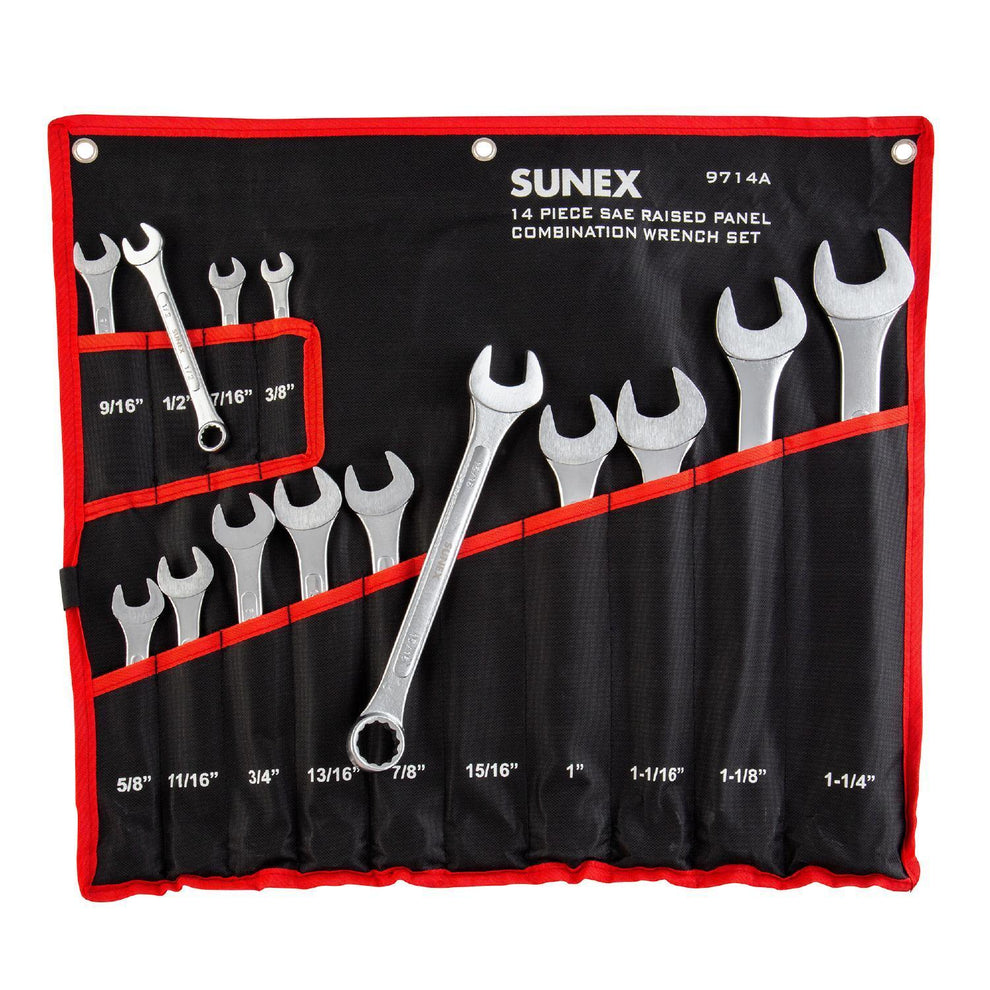 14 Pc. SAE Raised Panel Combination Wrench Set – SUNEX Tools