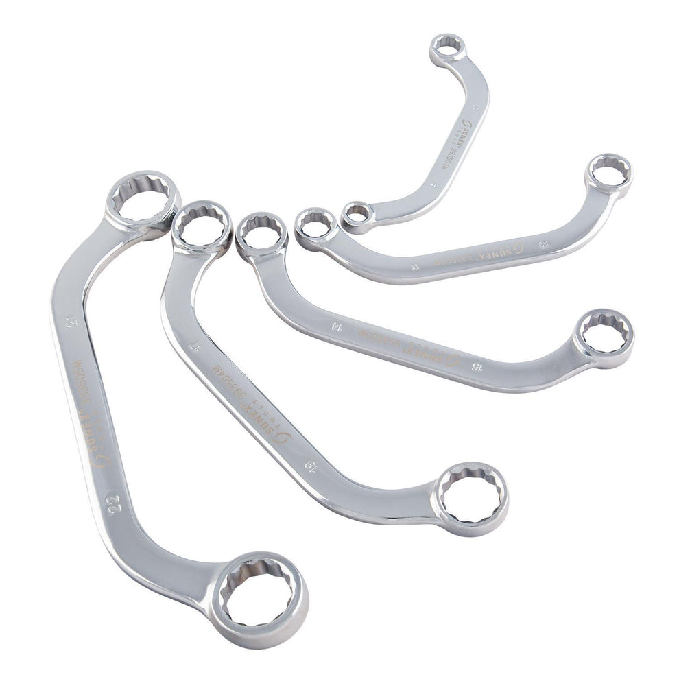5Pc Metric Full Polish Half Moon Box Wrench Set – SUNEX Tools