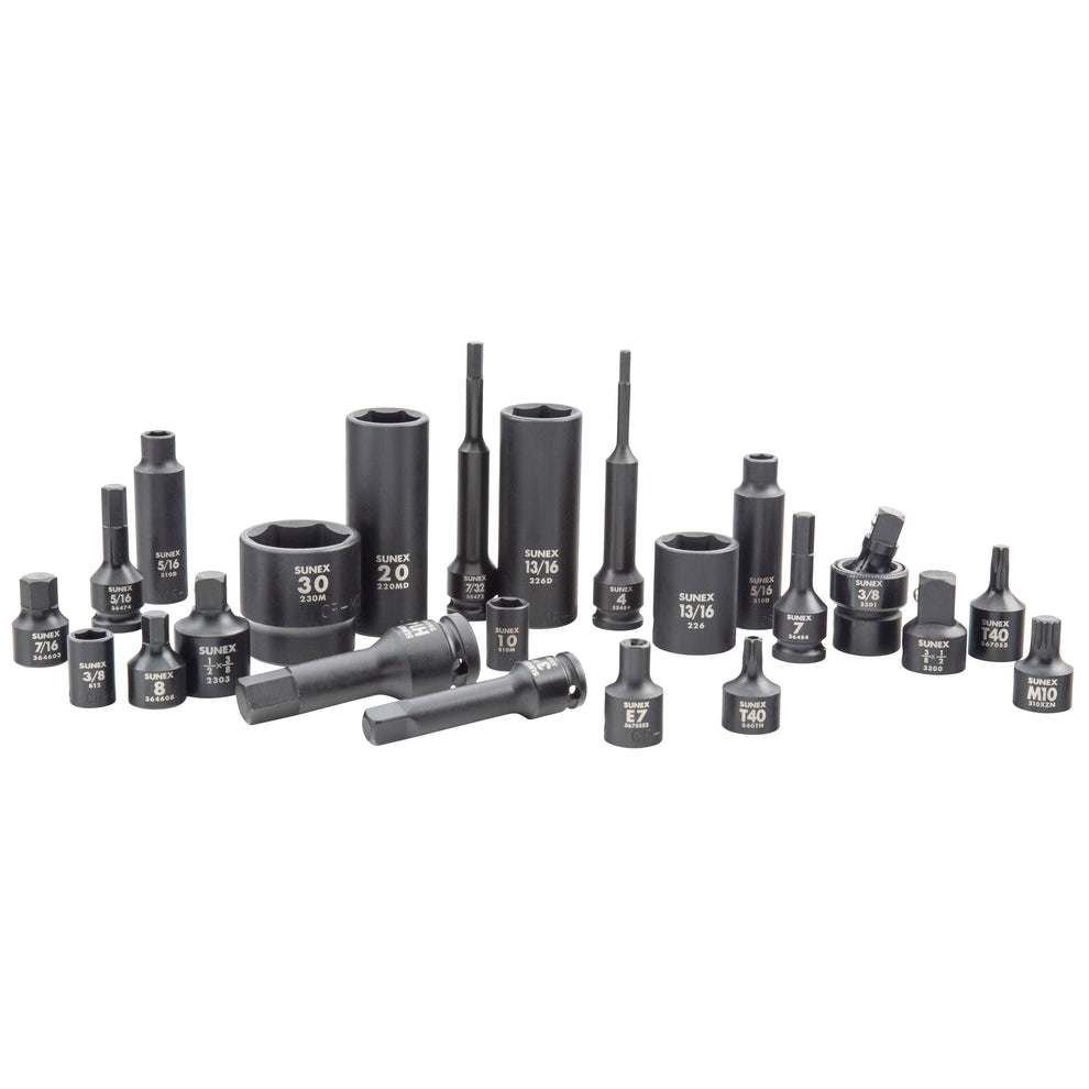 1/4, 3/8, 1/2 Dr. SAE/Metric, 6-Point Std. & Deep Sockets with Star, E ...