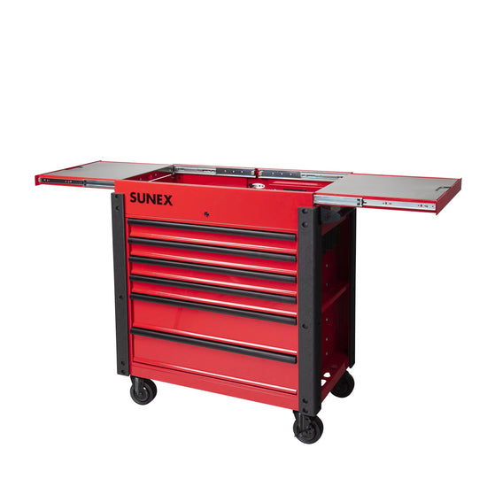 6 DRAWER SLIDE TOP SERVICE CART WITH POWER STRIP - RED – SUNEX Tools